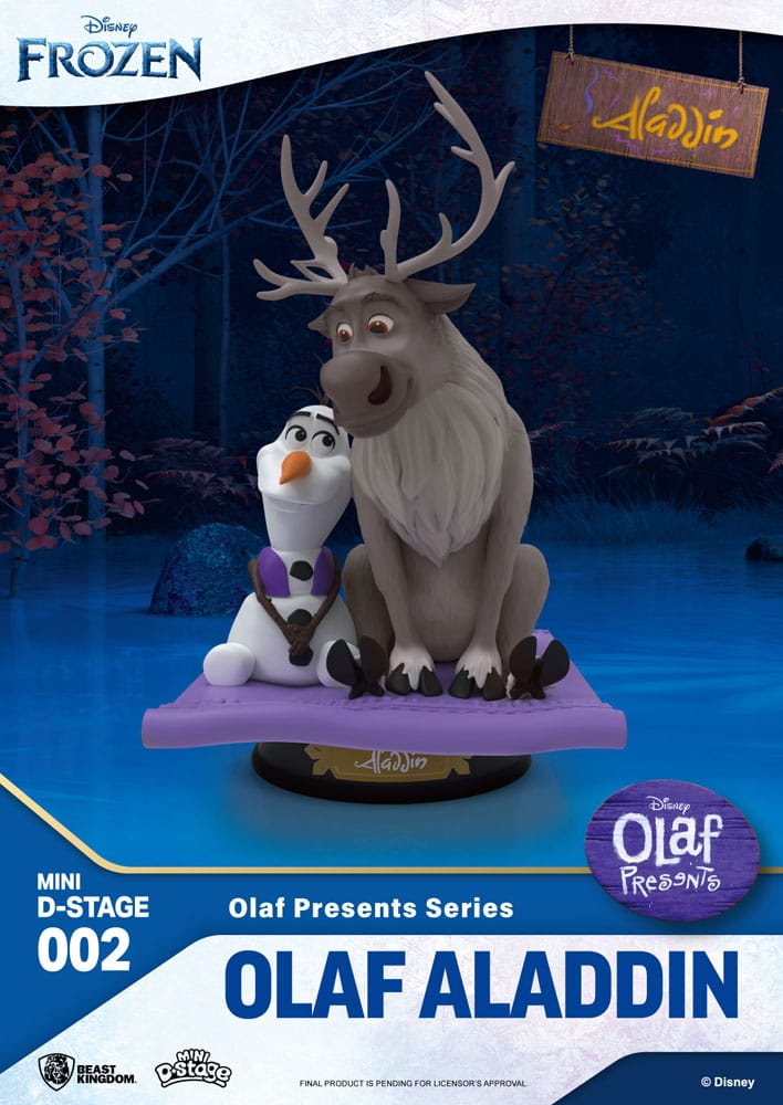 Frozen Olaf Presents: Olaf Aladdin 12 cm Mini Diorama Stage PVC Statue ...
